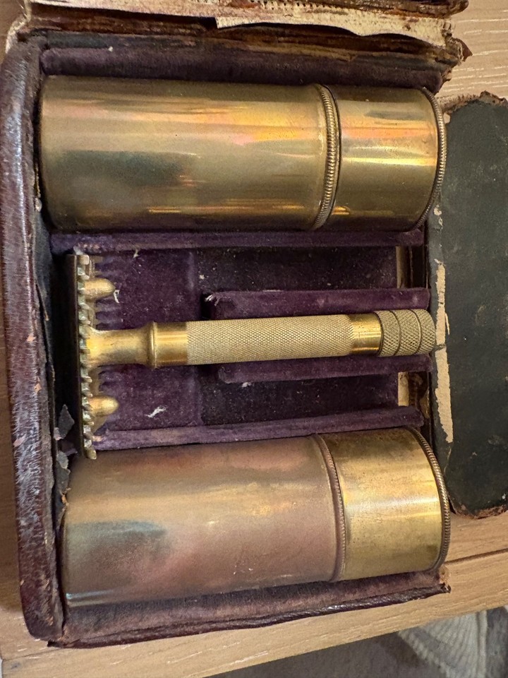 Rare Early Gillette Razor Brass Razor Shaving Kit Early | eBay