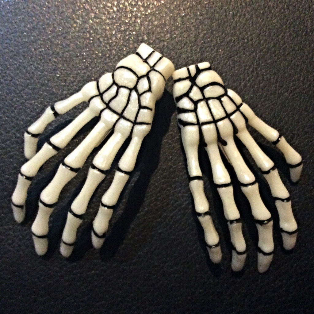 Pair Skeleton Hair Clip - 2 x Bone Hand Slides Zombie Hair Grips ...
