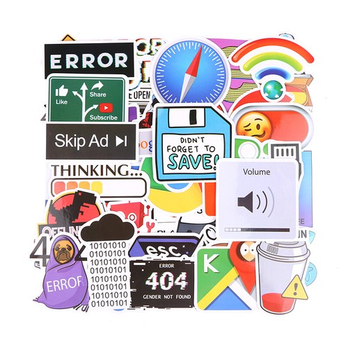 50pcs Cartoon 404 Network Error Stickers Laptop Phone Guitar Car ...