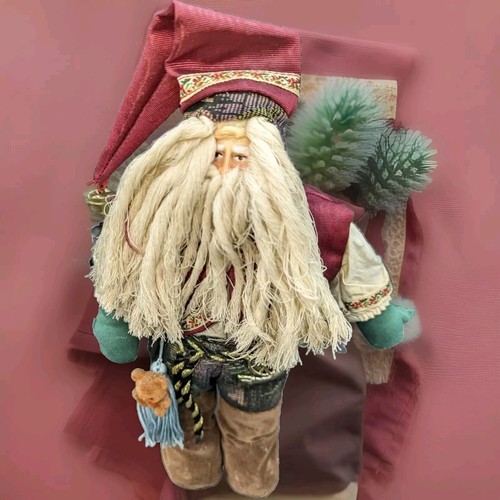 Christmas ~ Santa St Nicholas w/French Horn & Bear ~ 10.5" Rustic Old ...