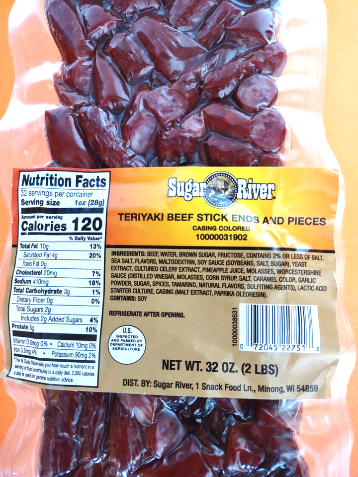 TERIYAKI Beef Stick Ends/Pieces 2- 2Pounds total 4 lb Sugar River ...