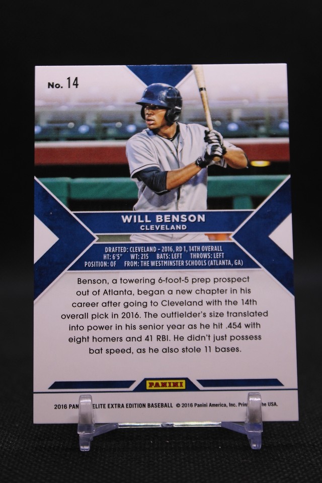 Will Benson #14 2016 Panini Elite Extra Edition Cleveland Indians SN ...