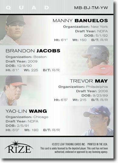 2012 Manny BANUELOS * Brandon JACOBS * Trevor MAY * Yao-Lin WANG Rize ...