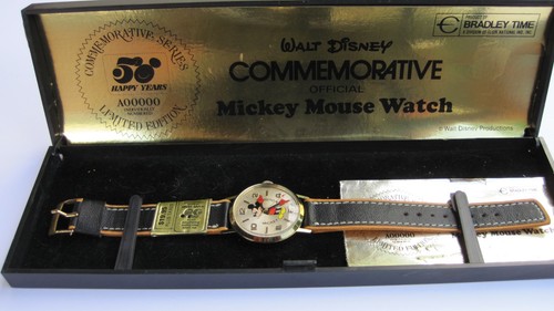 Vintage Swiss Bradley Time Mechanical Mickey Mouse commemorative watch ...