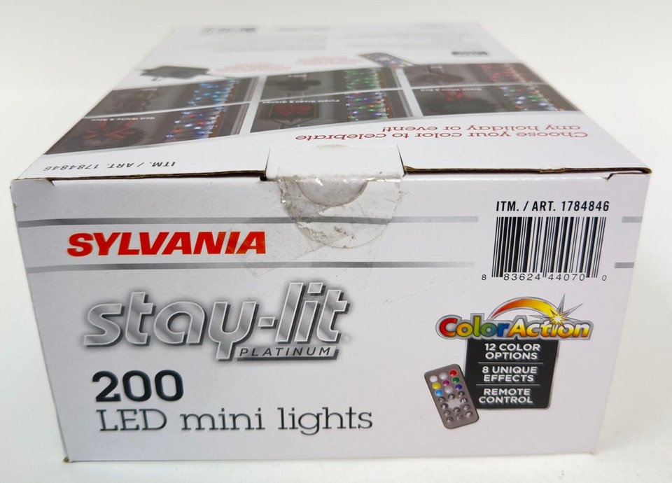 Sylvania Stay-Lit Color Action 200 LED Mini Lights In/Outdoor w/ Remote ...