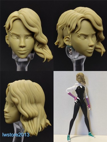 1:12 Spider-Gwen Stacy Smile Head Sculpt For 6" Female ML SHF Mafex ...