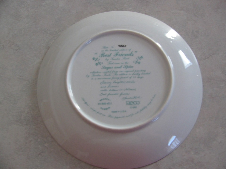 Reco 1993 Collector's Plate "Best Friends " Sandra Kuch Limited Edition ...