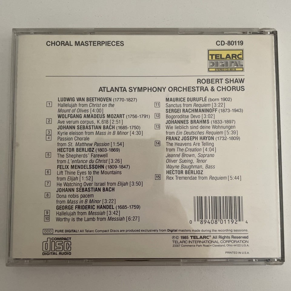 Robert Shaw : Choral Masterpieces (Shaw, Atlanta So and Chorus) CD ...