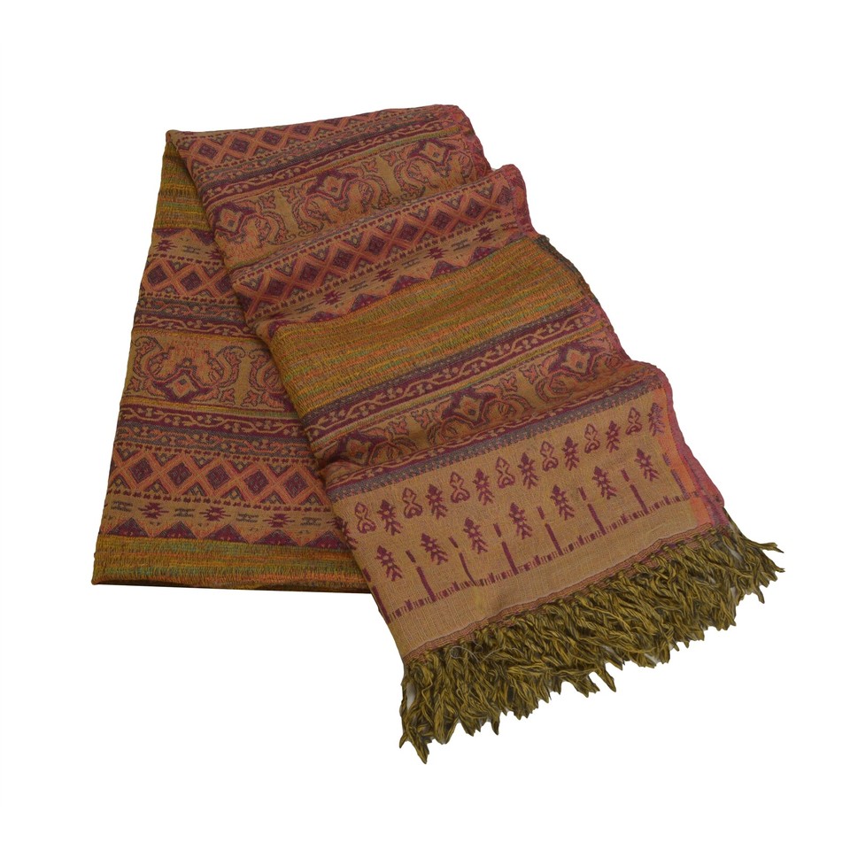 Sanskriti Vintage Long Pure Woolen Purple Scarf Woven Handloom Shawl ...