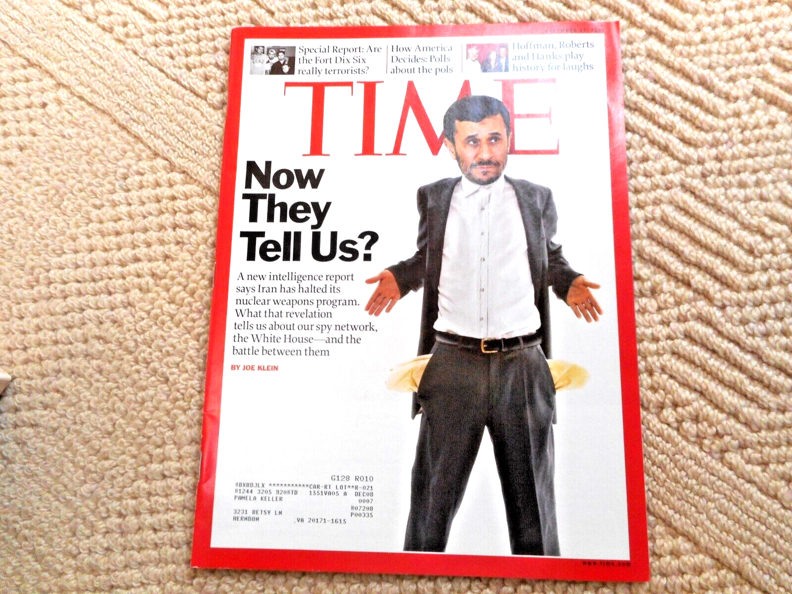 12/17/2007 TIME Magazine IRAN'S NUCLEAR PROGRAM History Halted in 2003 ...