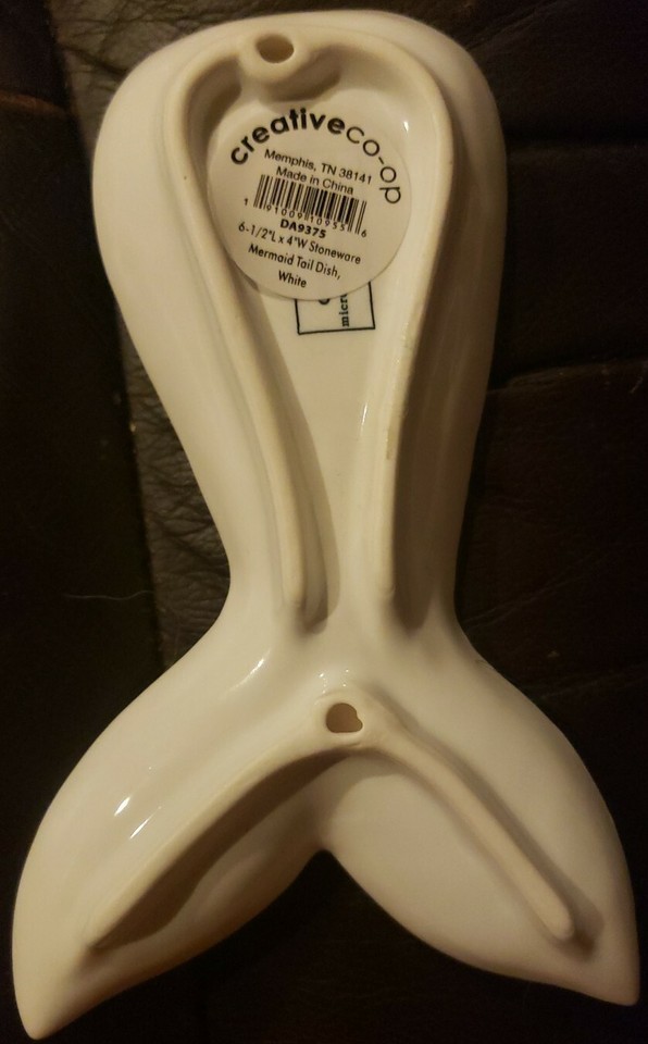 Creative Co-op Mermaid Tail Ceramic Spoon Rest/Trinket Dish 6.5"×4"×.75 ...