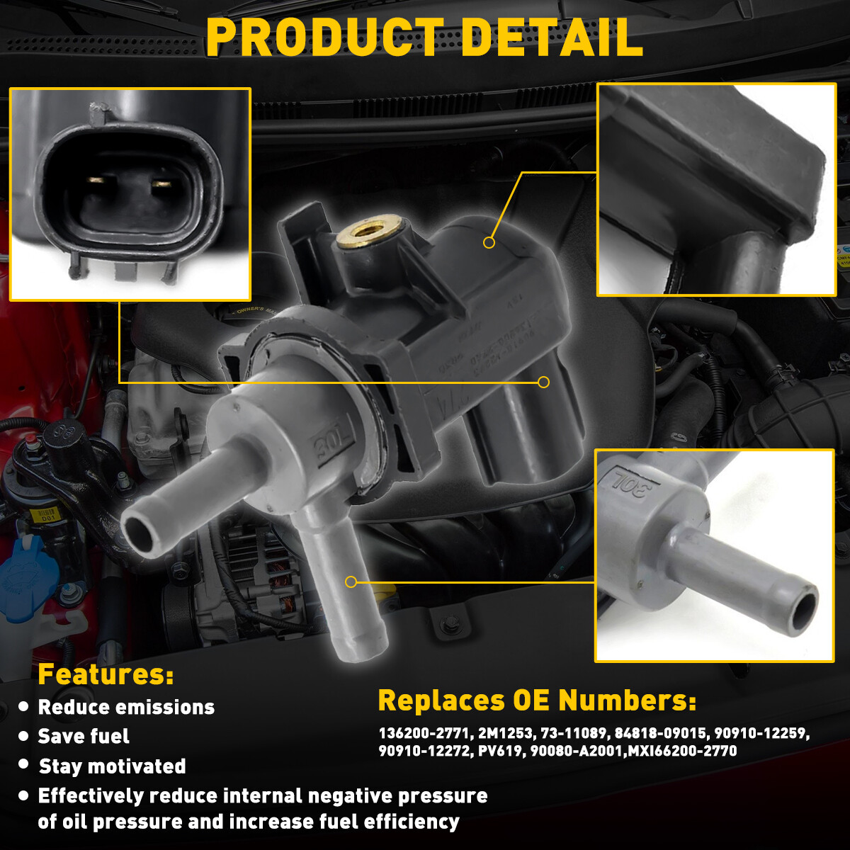 Evap Vacuum Vapor Canister Purge Valve Solenoid For 2005-2008 Scion tC ...