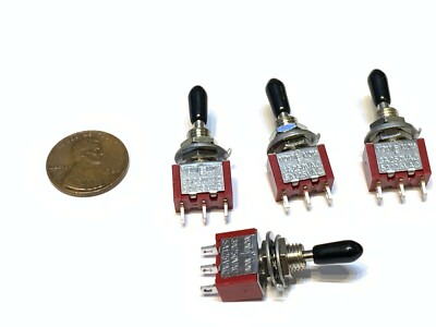 4 Black sleeve CAP SPDT 3 Pins 12v Momentary 6mm Toggle Switch mts1 6a ...
