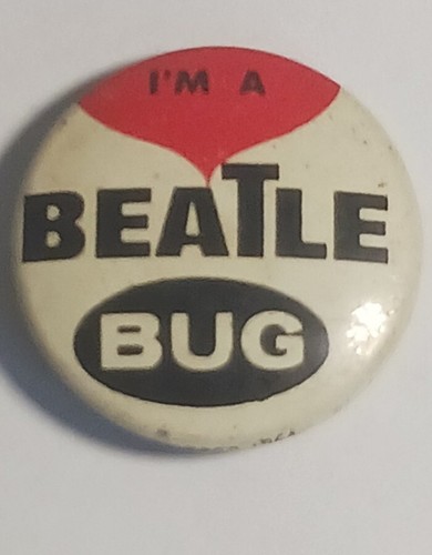 VTG 3/4'' PIN-BACK BUTTON THE BEATLES I'M A BEATLES BUG 1965 NEMS ...