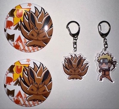 NARUTO Uzumaki & Kurama Set - 2 Button Badges & 2 Keychains | eBay