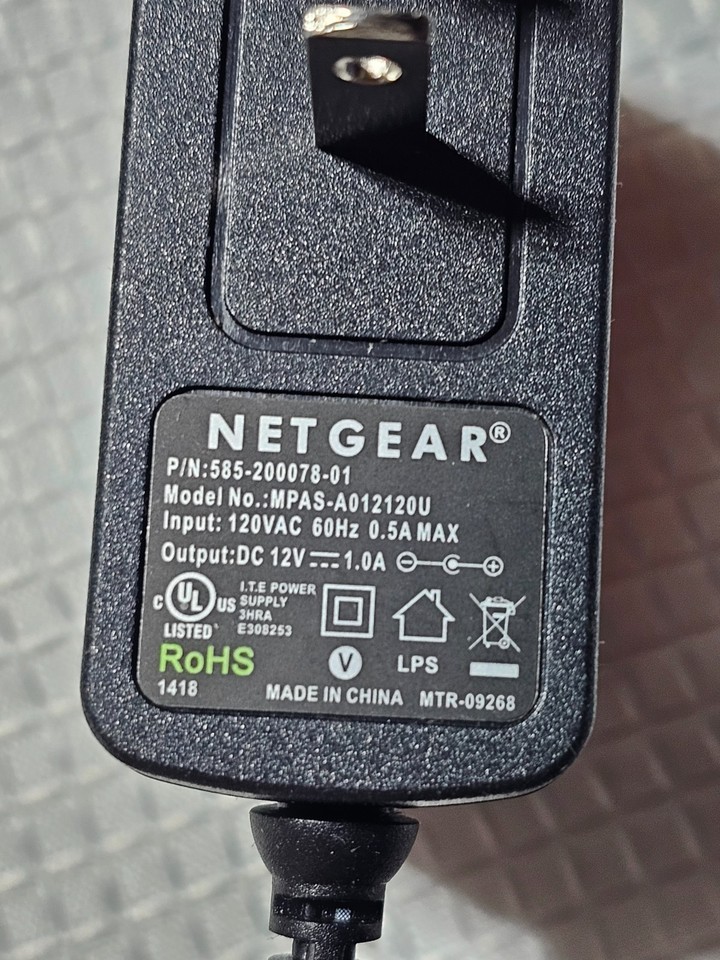 NETGEAR 12V 1A AC Adapter Power Supply MPAS-A012120U Router Charger | eBay