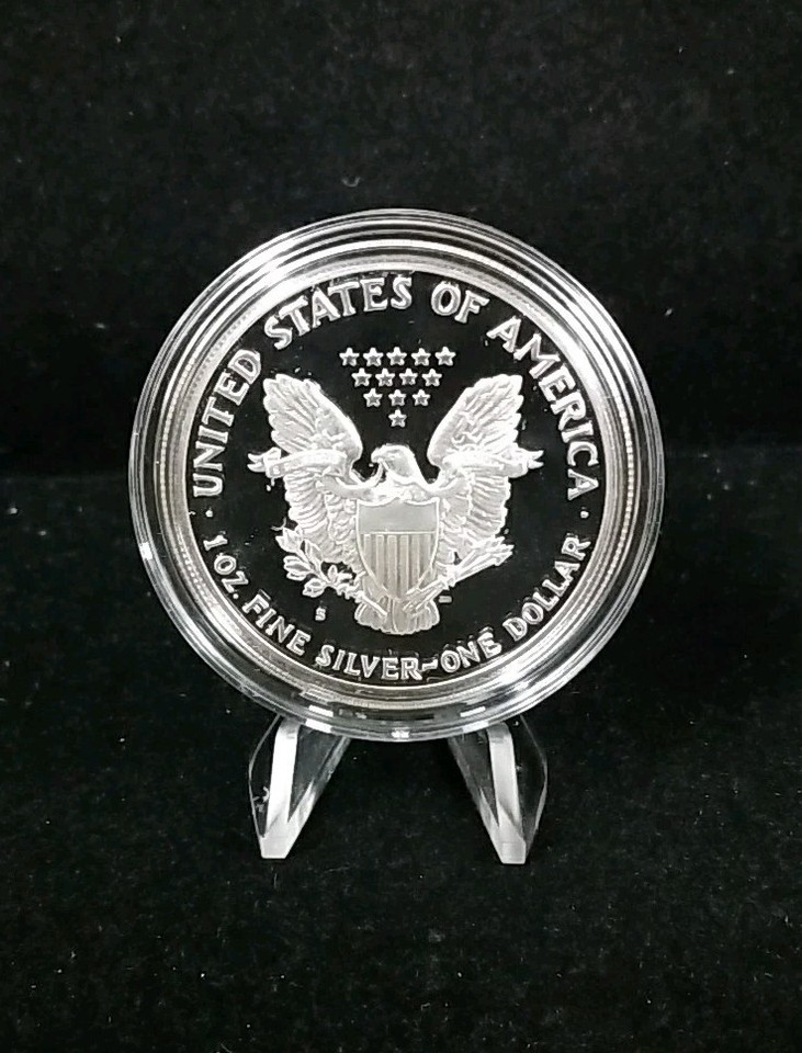 1990 Proof American Silver Eagle .999 Fine Silver with Original Capsule ...