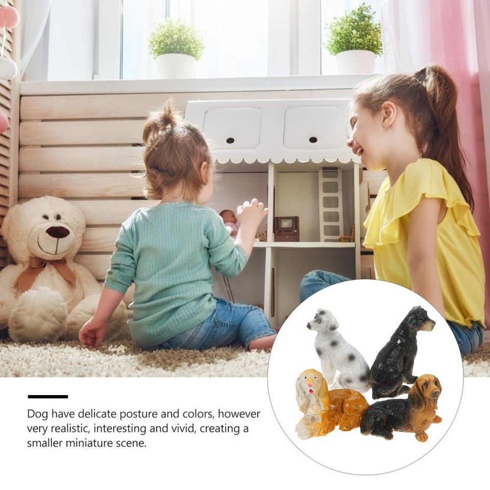 4pcs Doll House Small Dog Statue Decoration Detailed Mini Dog Ornament ...