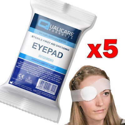 5 x Sterile Bandage Eyepad - Medical Round Eye Patch Dressing Pad First ...