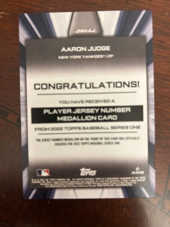 *ULTRA RARE 2017 topps Tier One AARON JUDGE Jersey Card T1R-AJ 160/331 ...