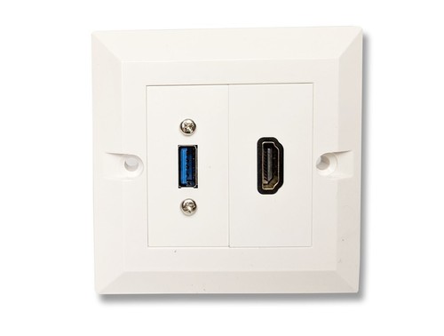HDMI 4k and USB 3.0 Wall Plate - Single HDMI USB Socket Faceplate Easy ...
