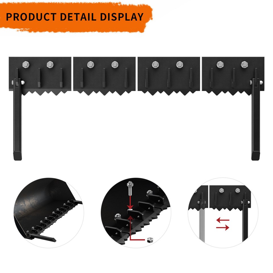49.5" Removable Bucket Tooth Kit Tooth Bar for Loader Tractor Bolt On ...