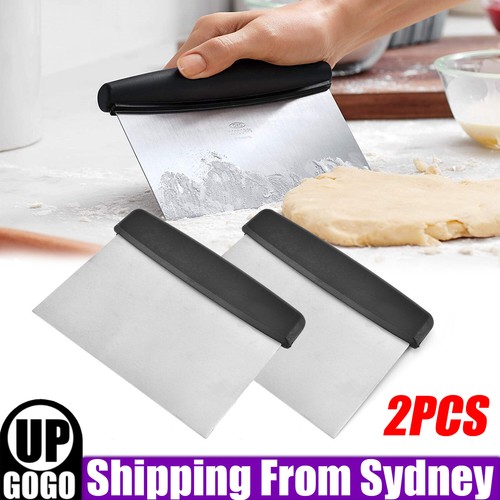 2x Stainless Steel Baker Dough Scraper Pizza Cake Slicer Pastry Cutter ...