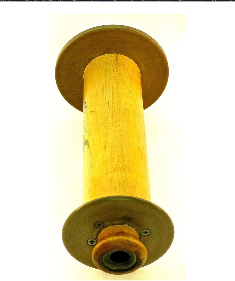 Vintage Wood Spool,Bird in Flowers Painting,Wood Base,Metal Spool ...