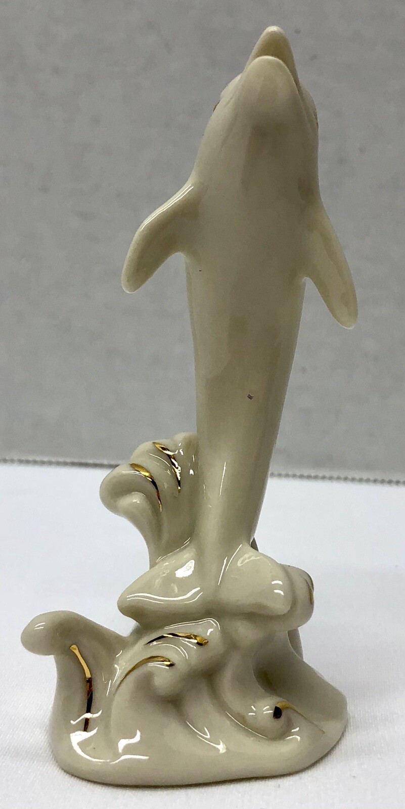 Vintage Lenox Porcelain Dolphin & Waves Figurine Gold Details 4" Very ...