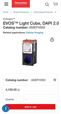 Thermo Scientific Evos Fluorescent LED Light Cube AMEP4950 DAPI | eBay