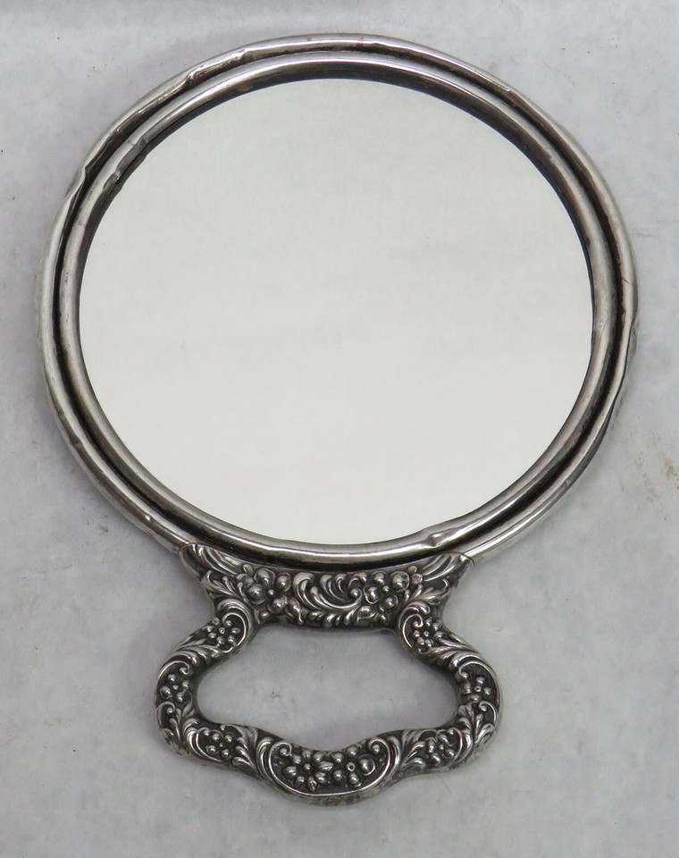 ART NOUVEAU ERA UNGAR BROTHERS STERLING SILVER REPOUSSE' HAND MIRROR | eBay