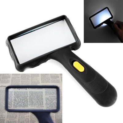 Square Lens Handheld Magnifying Glass with LED Light for Reading ...