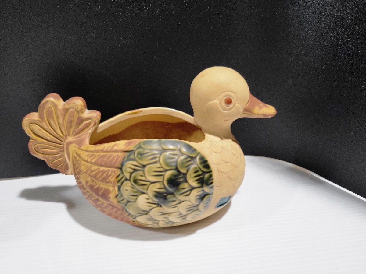 Vintage Pottery Duck Planter Vintage Majolica Pottery Appleyard Duck