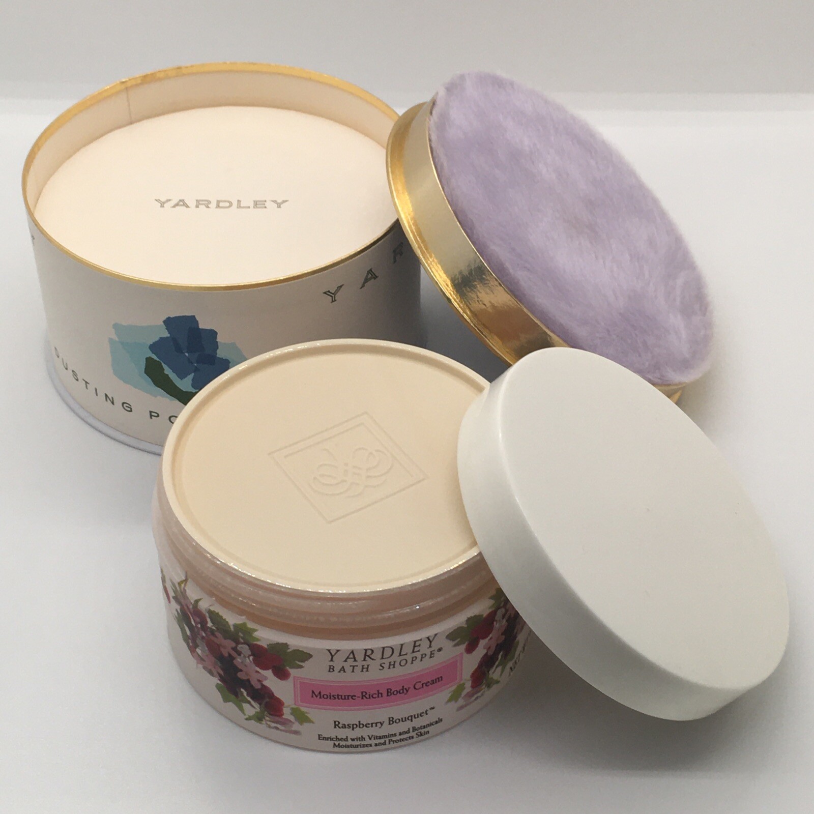 Yardley Raspberry Bouquet Body Cream 6 Oz. & Lavender Dusting Powder 5. ...