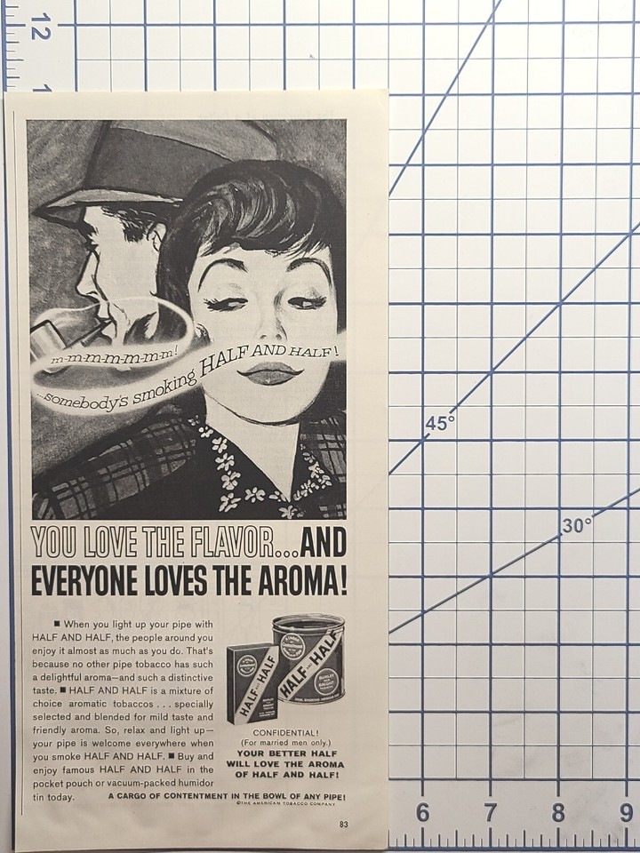 Half and Half Pipe Tobacco Flavor Aroma Pretty Lady Vintage Print Ad ...