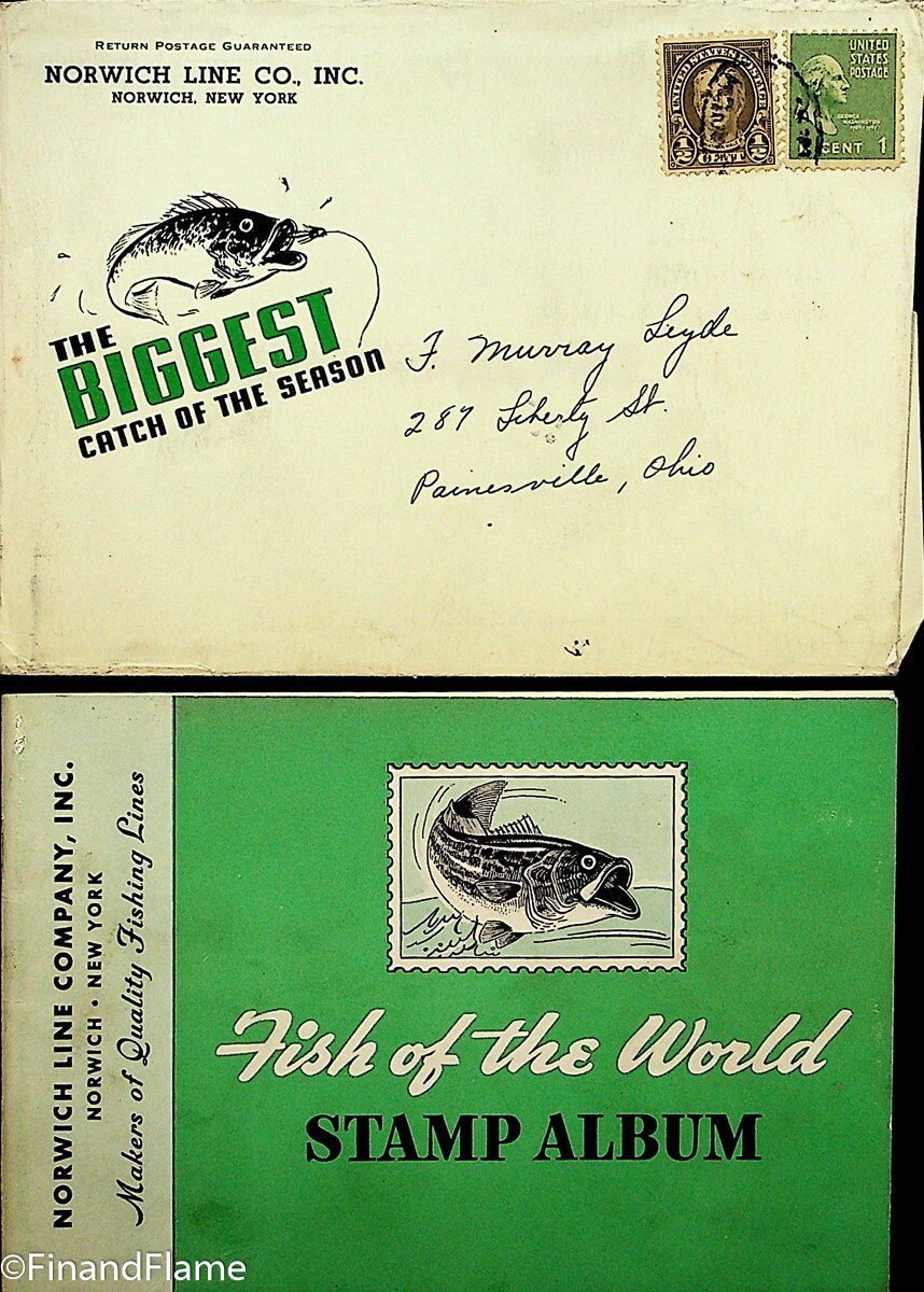 Vintage Norwich Brand Antique Fishing Line Catalog Original Envelope ...