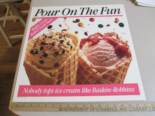 Baskin Robbins ice cream 1986 WAFFLE CONES hot toppings store display ...