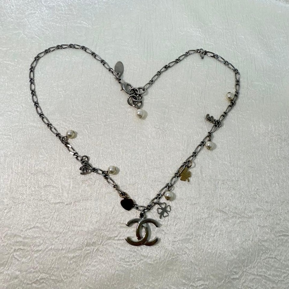 Chanel Pearl Clover Heart Motif Necklace Used Gold-tone, signed | eBay UK