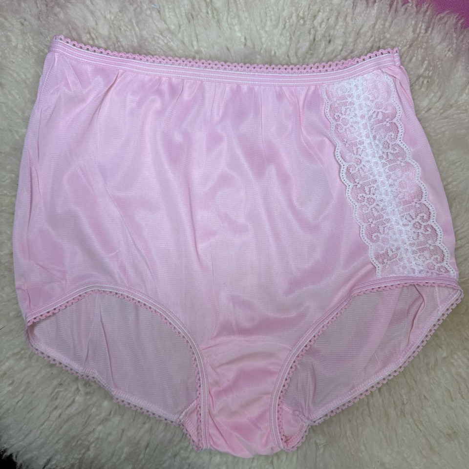 Vtg Acetate Panties High Rise Lace Double Gusset Granny Frilly Sissy ...