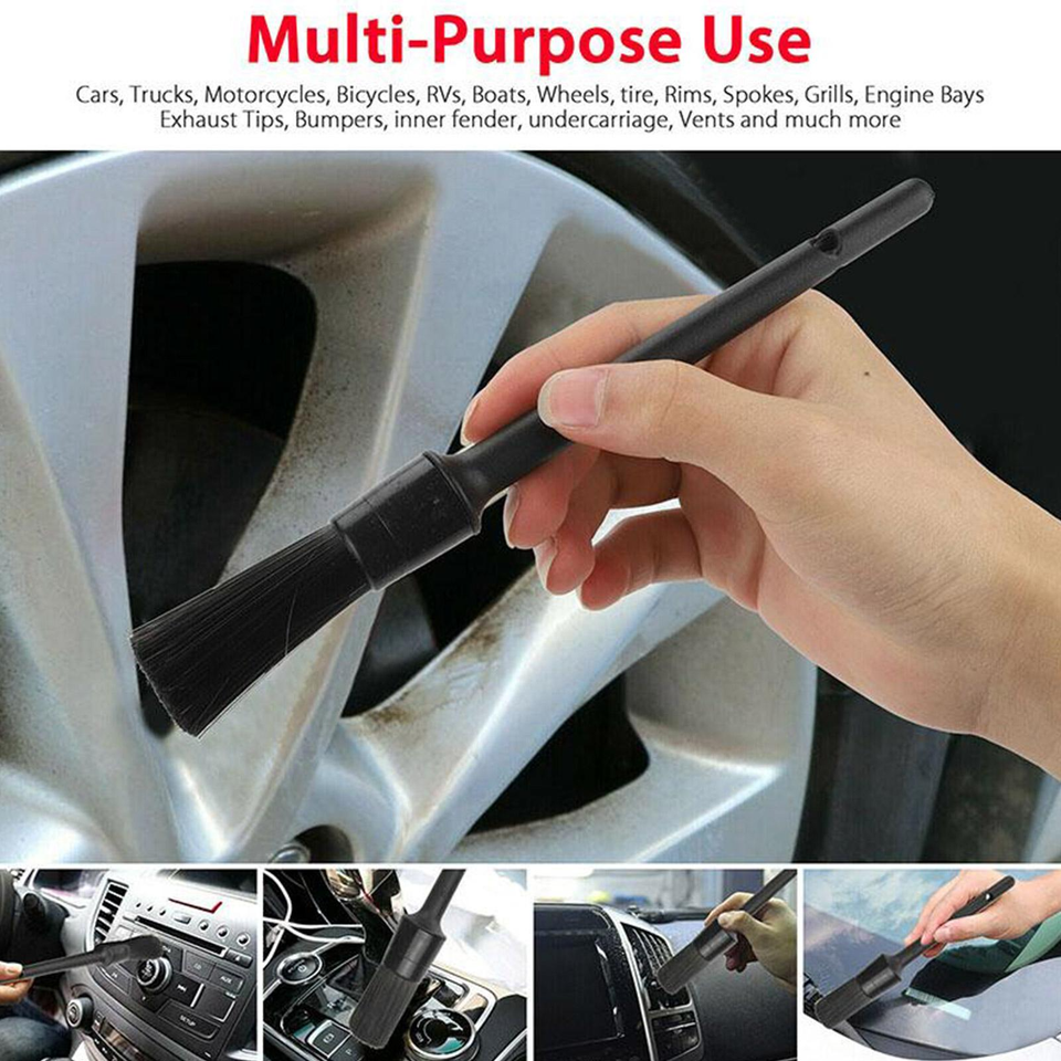 5PC Car Detailing Brush Kit Boar Hair Vehicle Auto Interior For Wheel ...