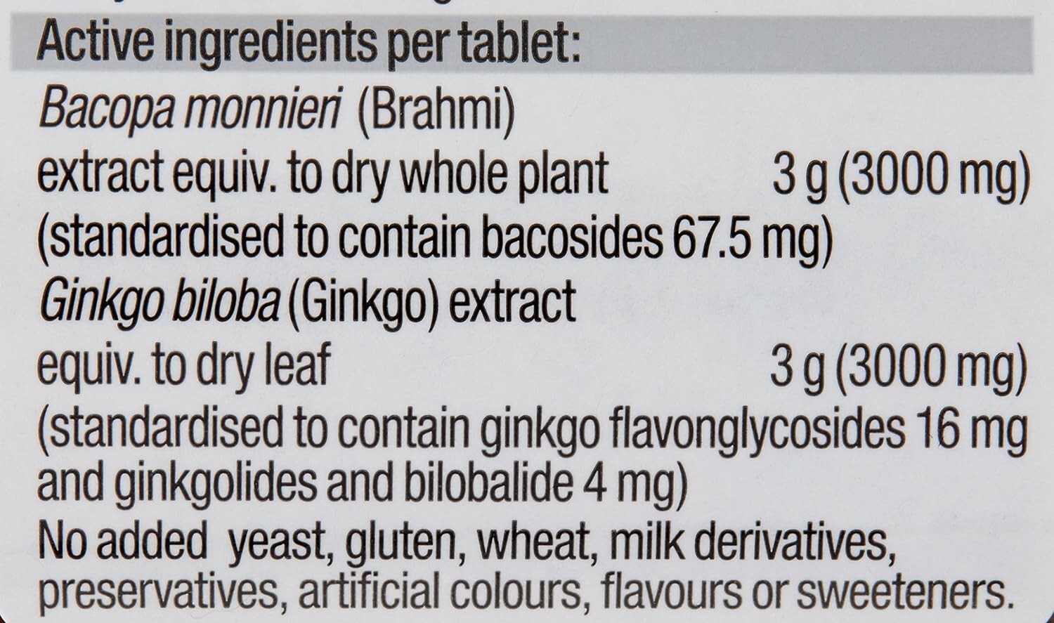 Ginkgo Brahmi (40 Tablets) two Ingredients to Support Memory Improve ...