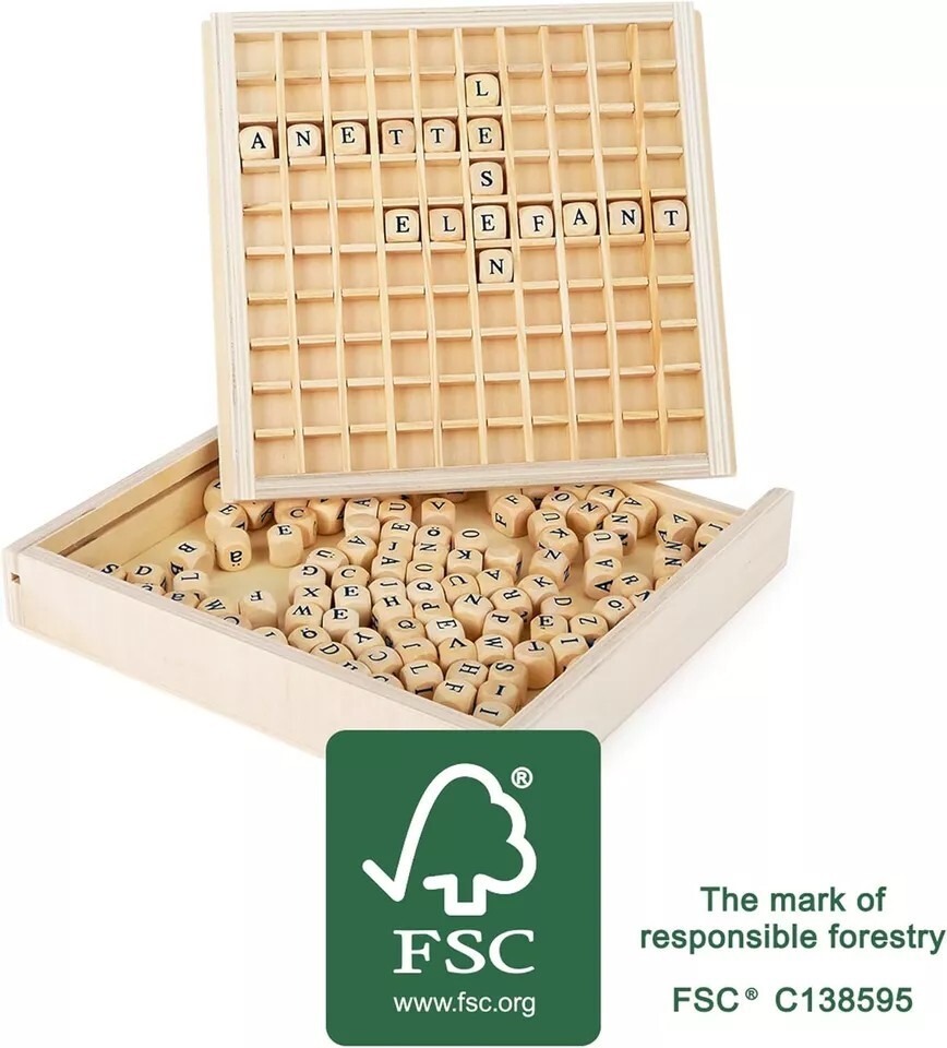 Word Tiles Educate, Made of FSC 100%-Certified Wood, Learning Toy for ...