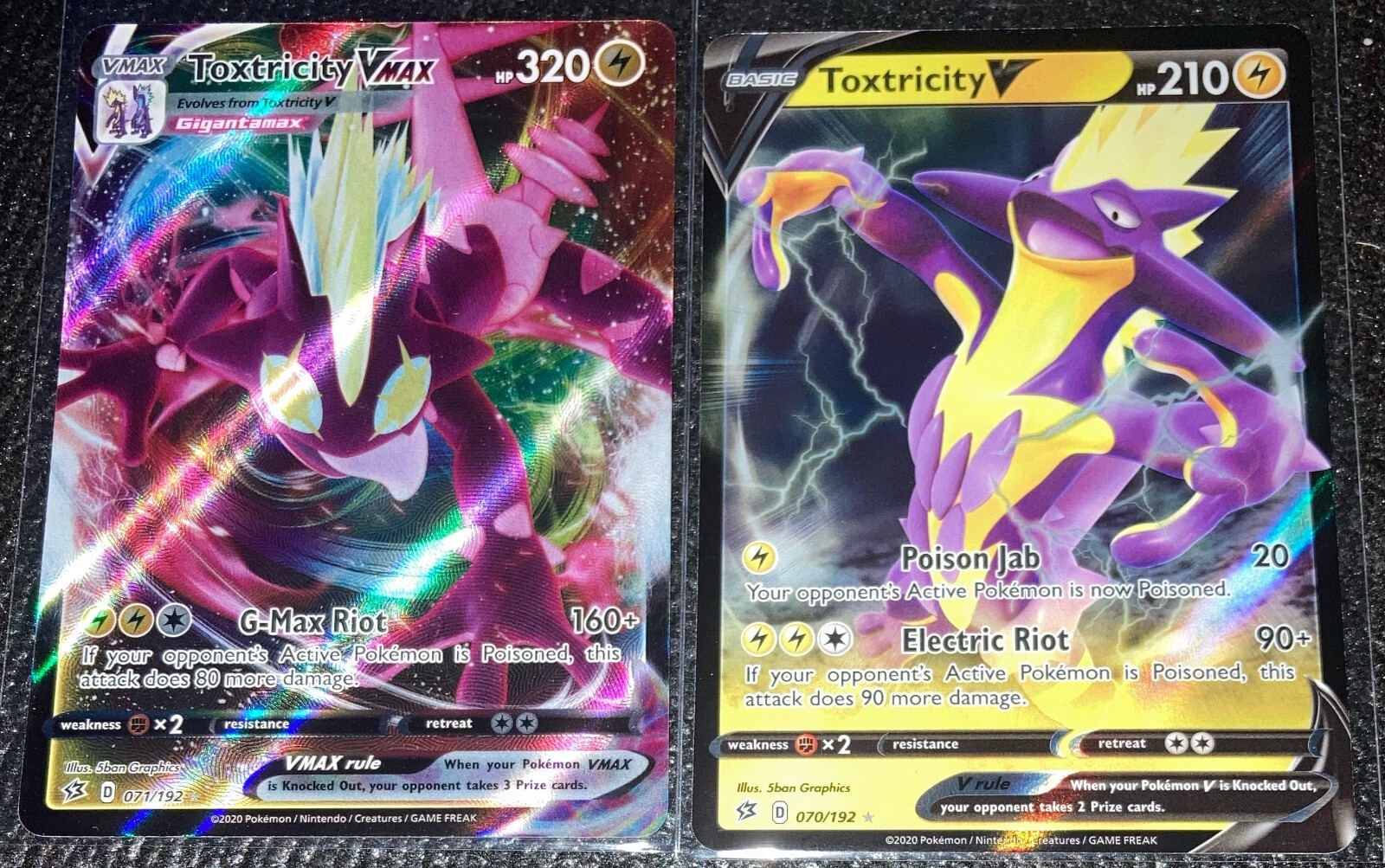 Toxtricity VMAX 071/192 & V 070/192 Rebel Clash Ultra Rare Pokemon TCG ...