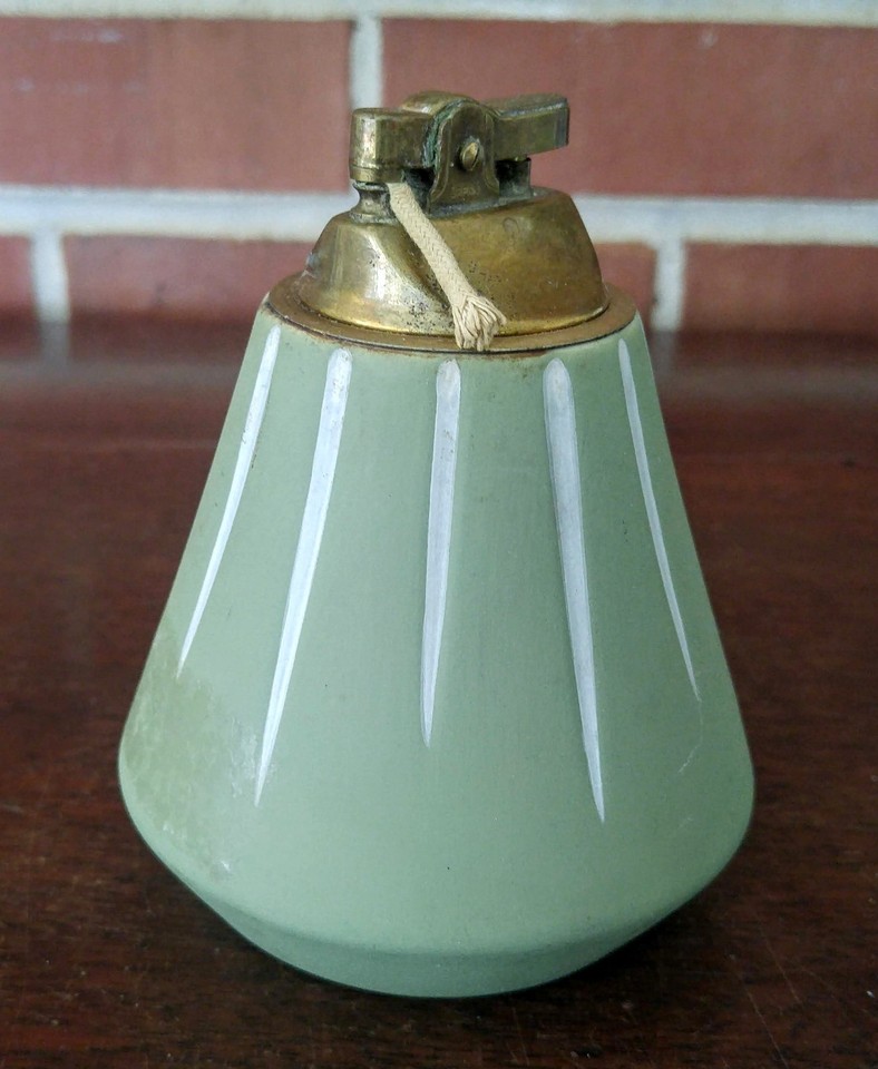 Vintage Midcentury Winfield Table Lighter Sage Olive Green Porcelain | eBay