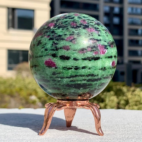 456G Natural green Ruby zoisite (anylite) crystal sample Healing ball Decor | eBay