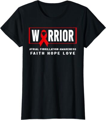 Atrial Fibrillation Warrior - AFib Awareness Ladies' Crewneck T-Shirt ...