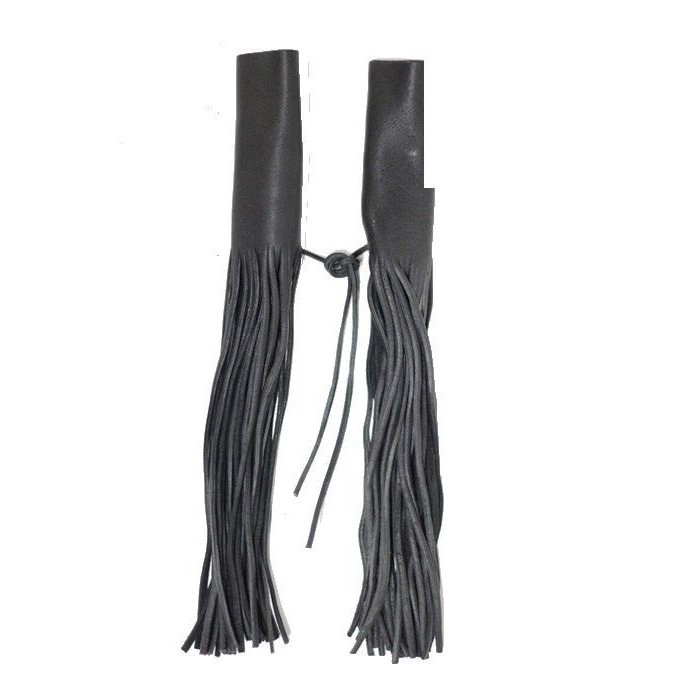 Thick Black Leather Handlebar Covers With Fringe 15 1/2 inches long | eBay