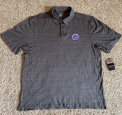 NEW Boise State Broncos BSU Polo Golf Gray Shirt Polyester Mens 2XL XXL ...