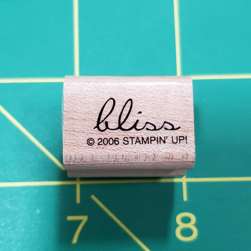 BLISS in Cursive Noteworthy Small Rubber Stamp Wood Mounted Stampin Up ...