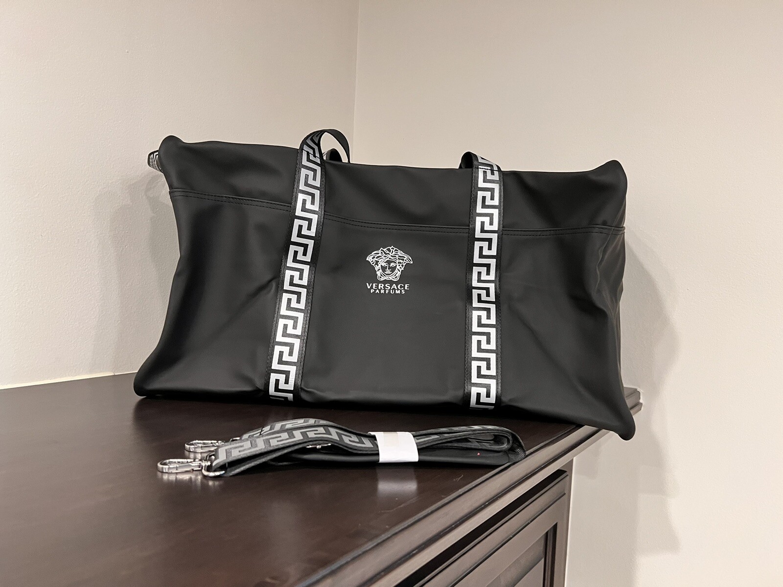 Versace Black Duffle Bag Travel Weekender Medusa logo NEW Cologne ...
